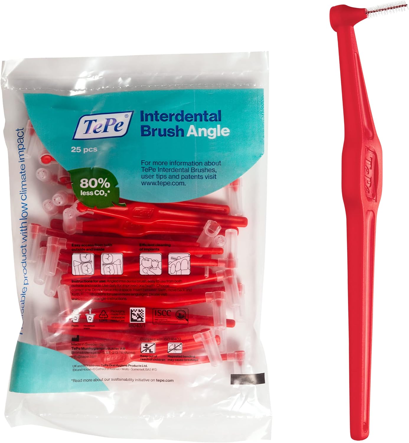 TEPE ANGLE™ INTERDENTAL BRUSHES RED – 0.5 MM PACK 25 PCS - DENNEX ...